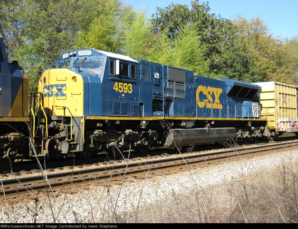 Ex CR SD80MAC in CSX dark future on Q601 trailing other FXE leased CSX units on Q601